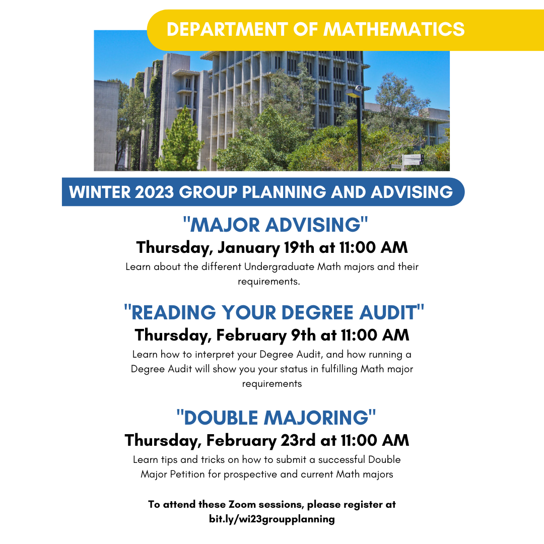 Undergraduate Department Advising | Department of Mathematics